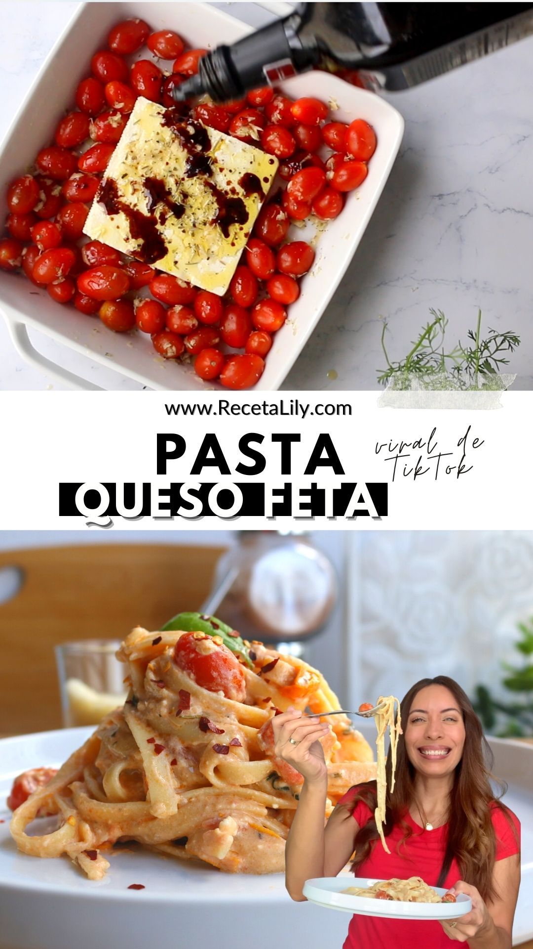 Pasta con queso feta horneado (pasta viral tik tok) - Recetas Lily